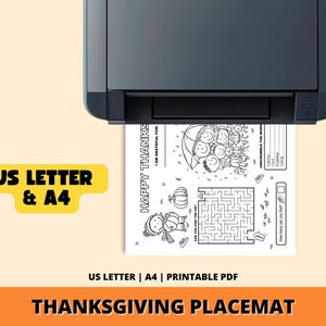 Thanksgiving Coloring Placemat for Kids, Printable Fall Activity Sheet ...
