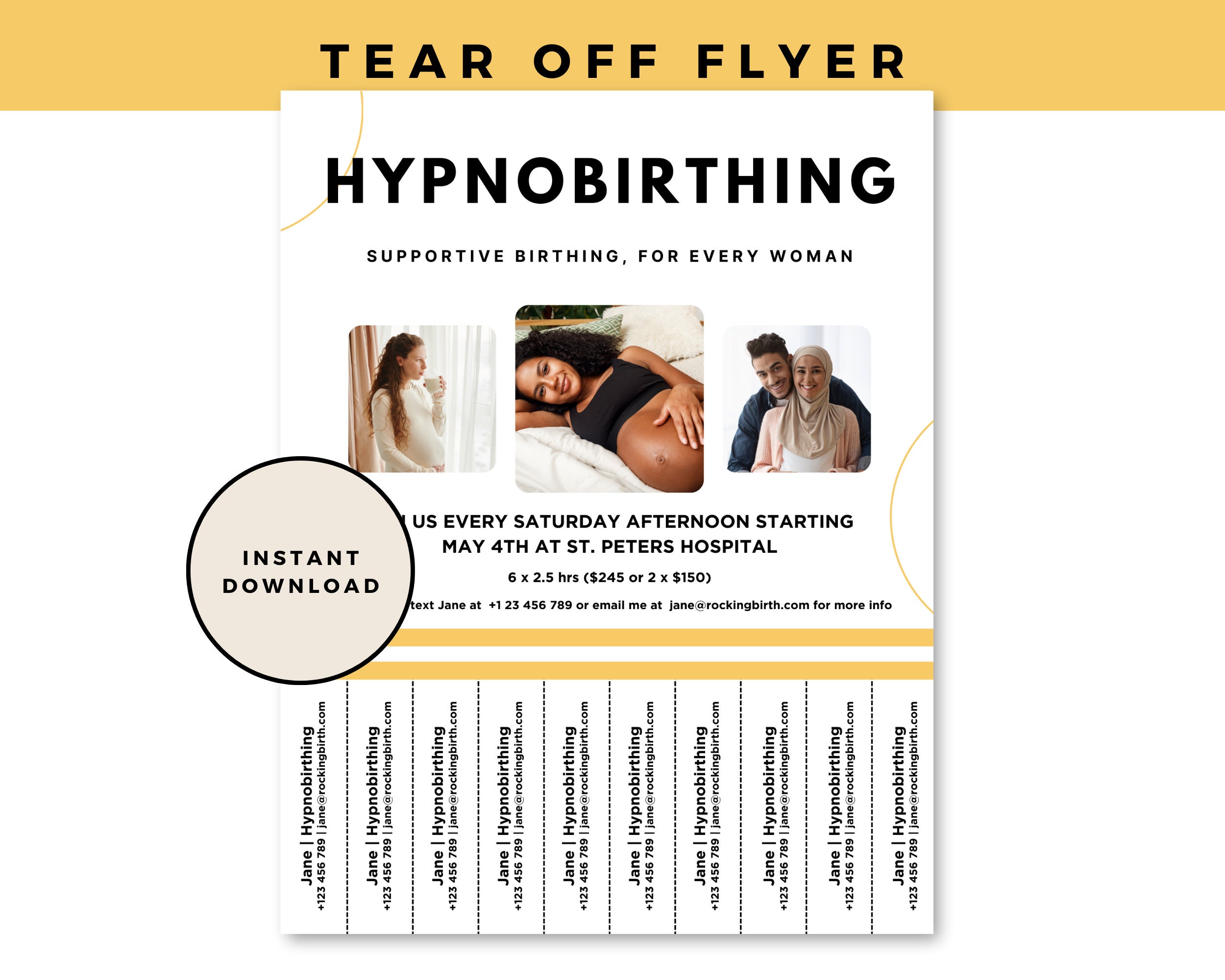 Editable Hypnobirthing Flyer Template - Antenatal Classes Business ...