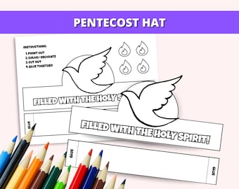 Pentecost Bible Activity for Kids Paper Hat Printable, Pentecost ...