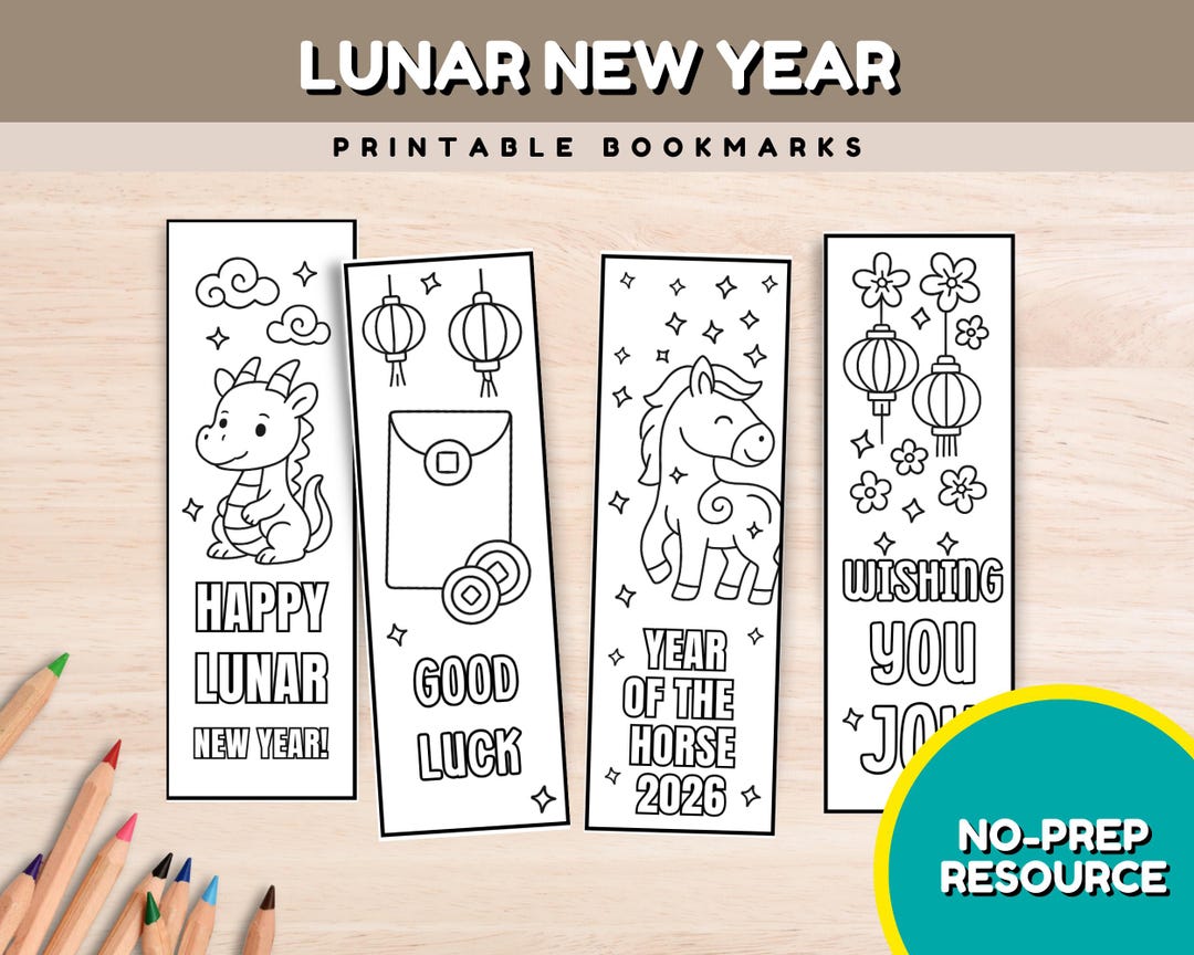 Lunar New Year 2026 Bookmarks Coloring Pages, Chinese New Year Bookmark ...