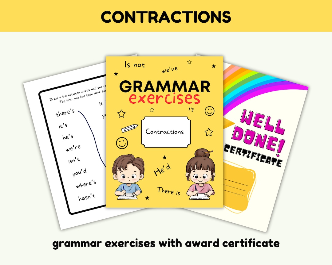 Grammar Contraction Exercises Primary School Printable Montessori ...