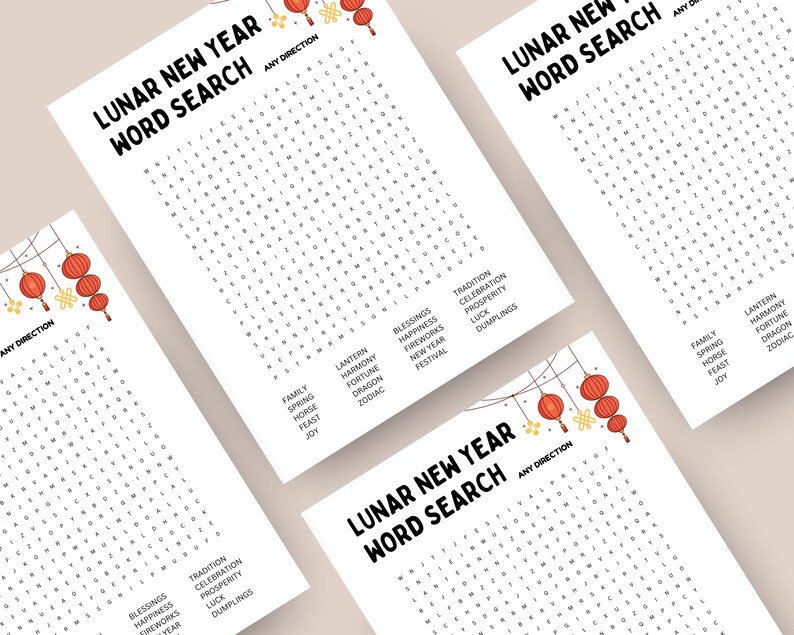 Lunar New Year 2026 Word Search, Chinese New Year 2026 Activity, Lunar ...