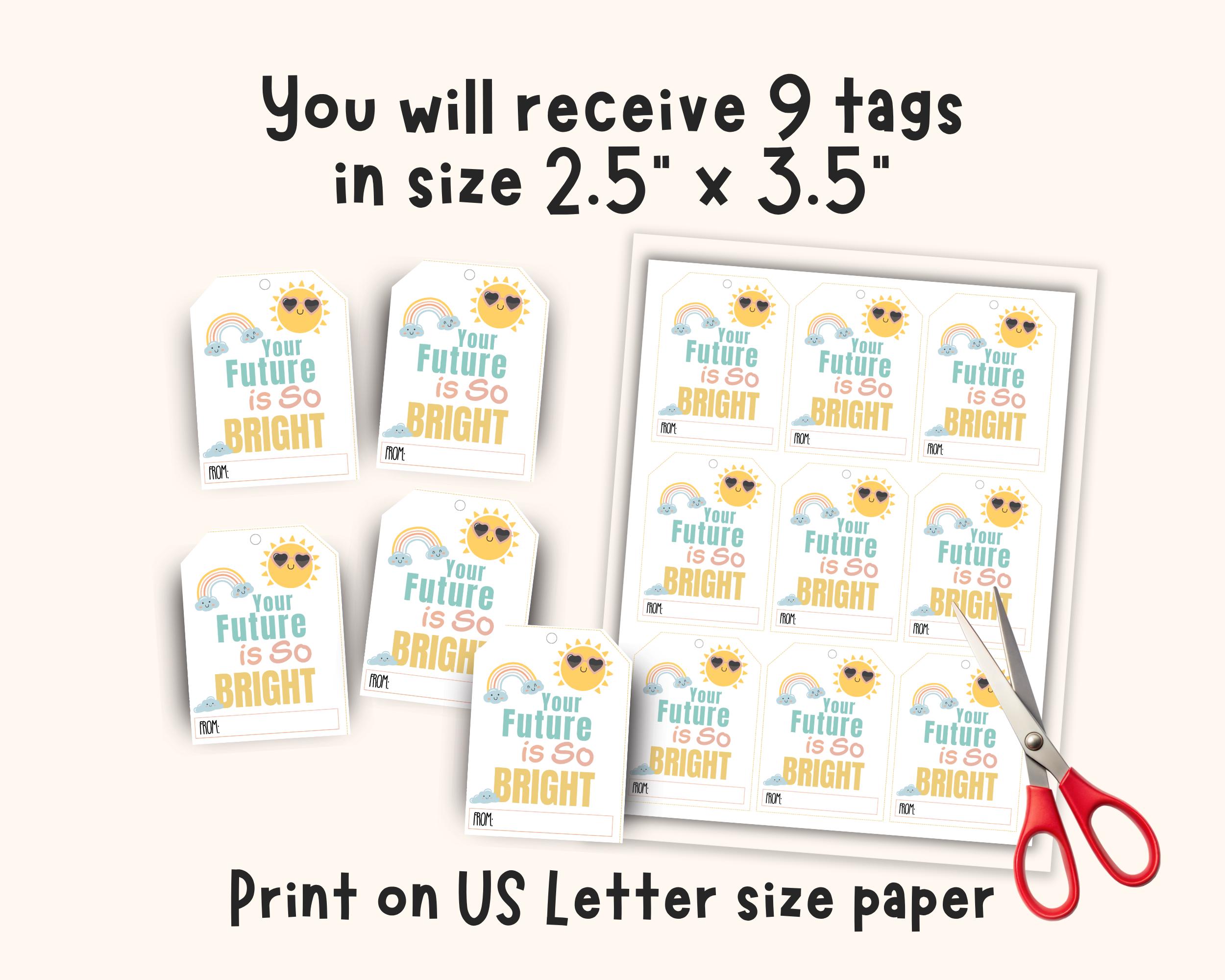 Your Future is so Bright Gift Tag Printable Tag Pre K Grad Gift ...