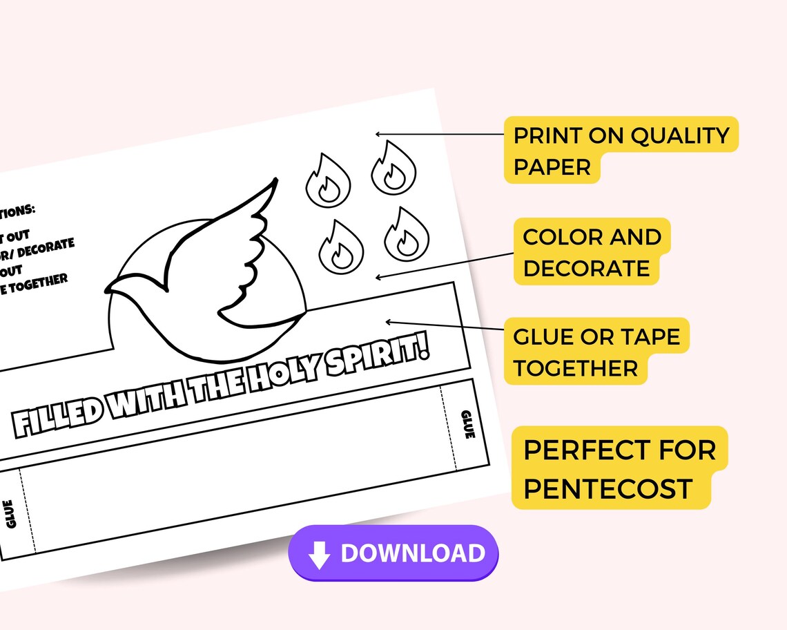 Pentecost Bible Activity for Kids Paper Hat Printable, Pentecost ...