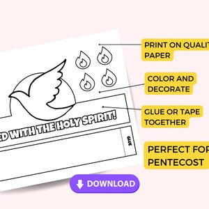 Pentecost Bible Activity for Kids Paper Hat Printable, Pentecost ...