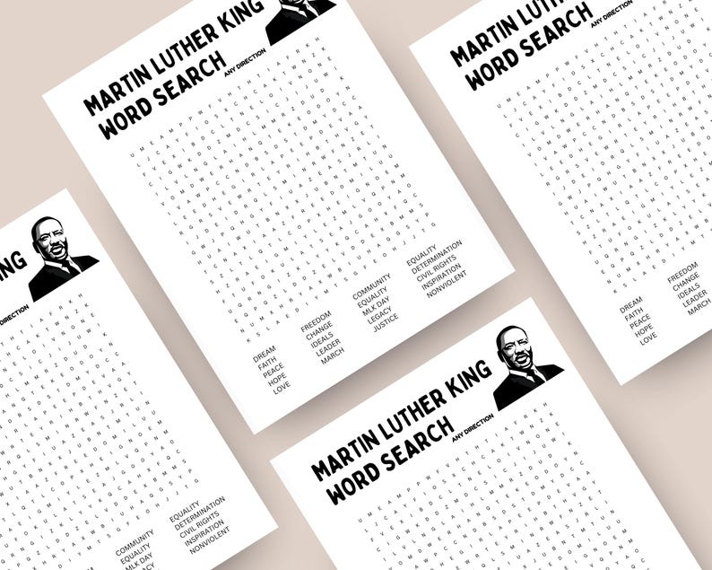 Martin Luther King Word Search, Martin Luther King Jr Day Games, MLK ...