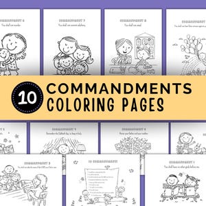 Ten Commandments Printable for Kids, 10 Commandments Bible Coloring ...
