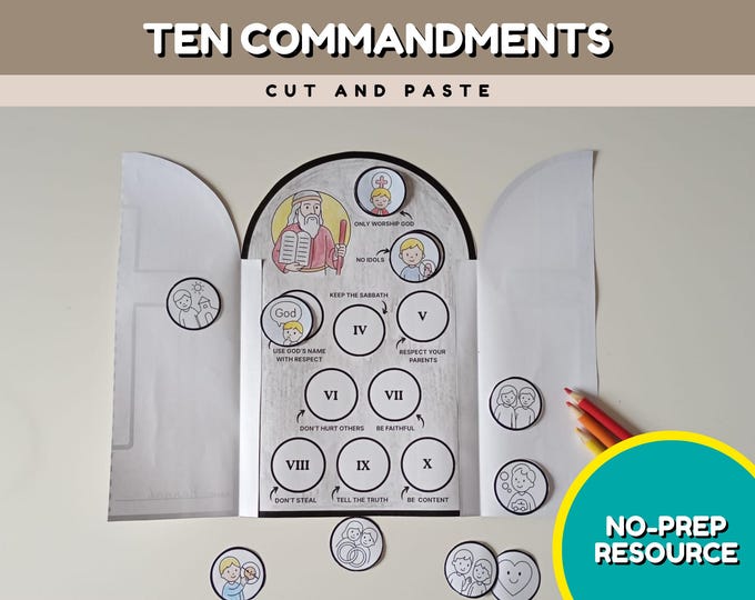 Printable Ten Commandments Craft, 10 Commandments for Kids, Color, Cut ...
