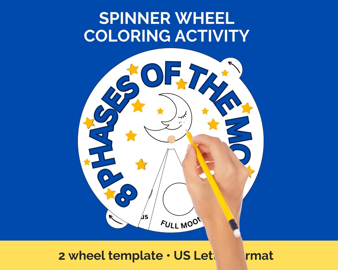 Moon Activities Spinner Wheel Coloring Activity - 8 Phases of the Moon ...