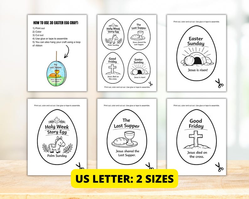 Easter Paper 3D Egg Craft Printable PDF, Palm Sunday Craft & Holy Week ...