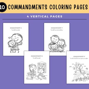 Ten Commandments Printable for Kids, 10 Commandments Bible Coloring ...