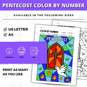Pentecost Coloring Sheet Color by Number Easy Printable for Kids ...