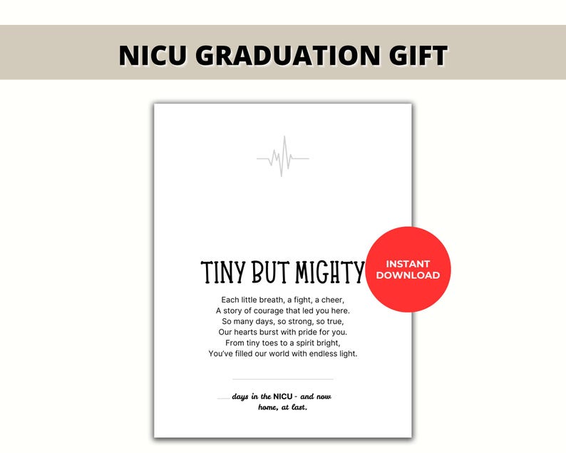 NICU Graduation Footprint Art Template, NICU Baby Keepsake Printable ...