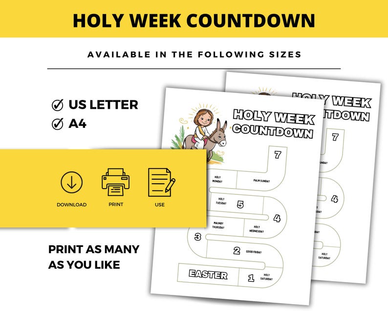 Holy Week Countdown Printable for Kids, Fun Palm Sunday Activity ...