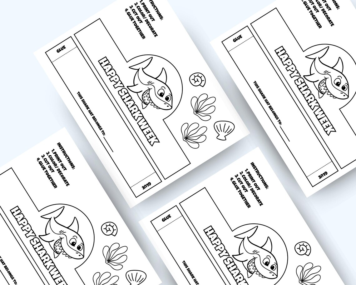 Shark Hat Band Shark Crown - Shark Week Activities Shark Craft ...