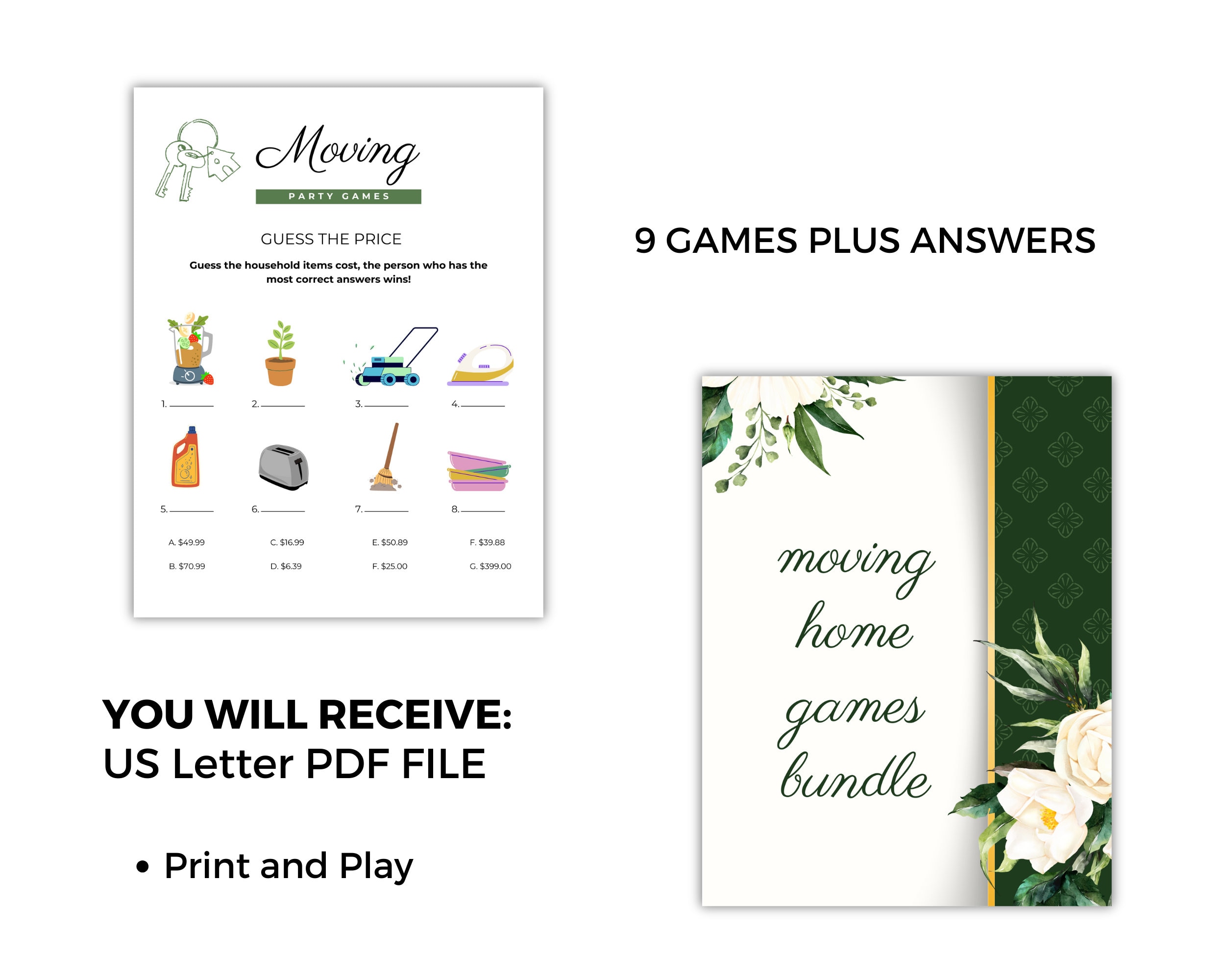 Housewarming Party Games Moving Party Games Printable 9-in-1 ...
