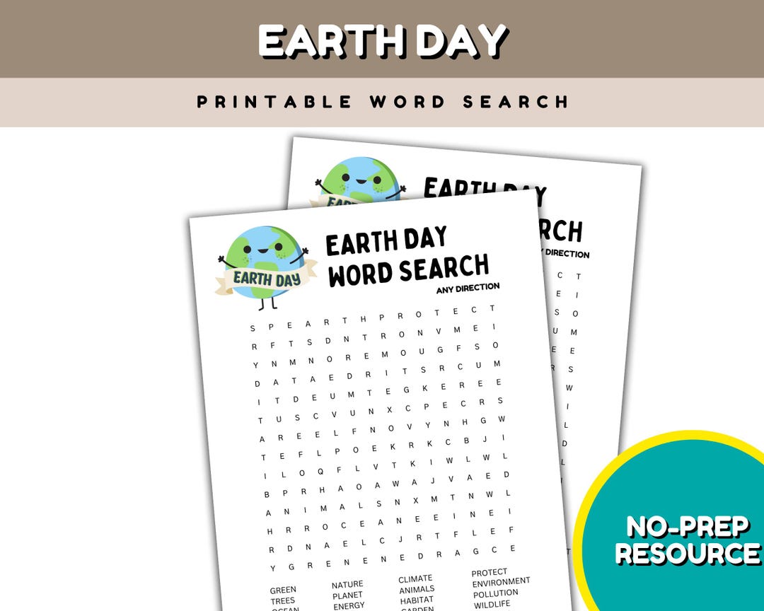 Earth Day Word Search Printable Activity, No Prep Earth Day Worksheet ...