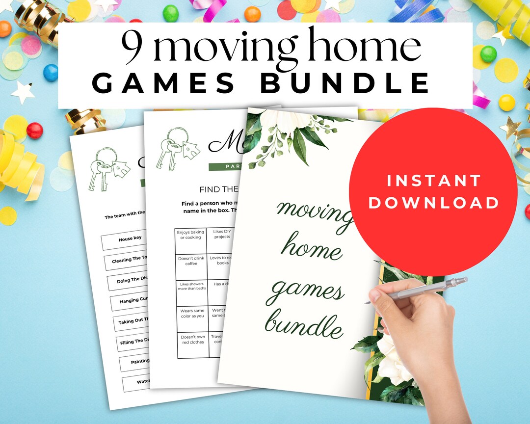 Housewarming Party Games Moving Party Games Printable 9-in-1 ...