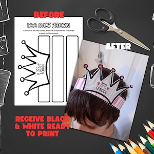 100th Day of School Paper Crown Coloring Activity Printable ...