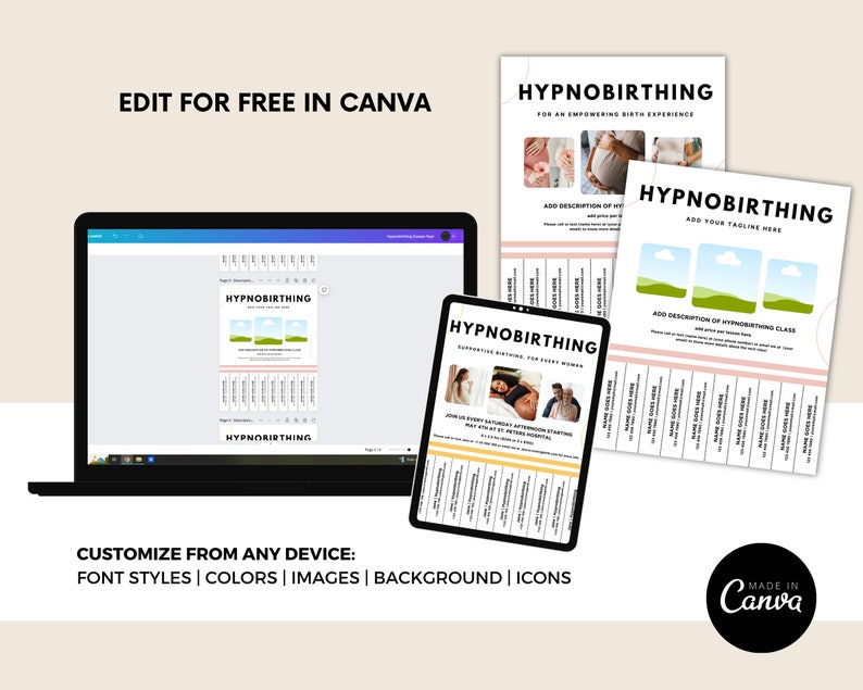 Editable Hypnobirthing Flyer Template - Antenatal Classes Business ...