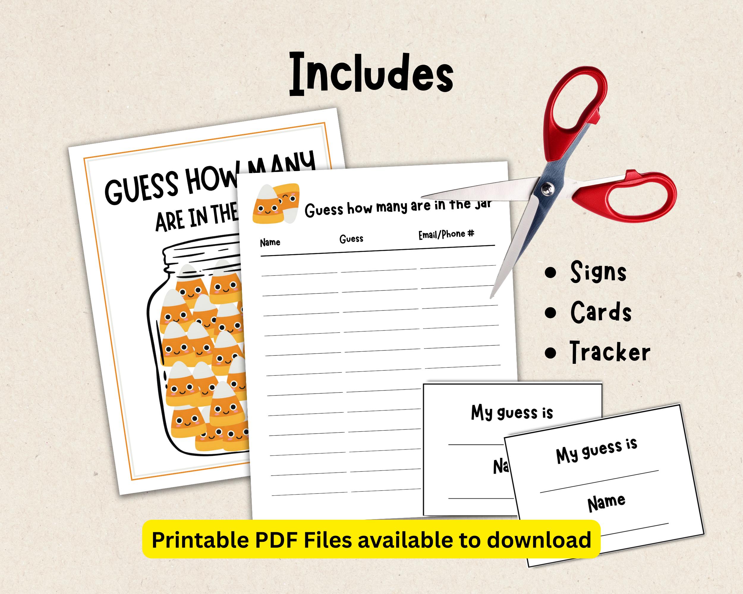 Candy Corn Guessing Game, Guessing Game Printable, Guess How Many ...