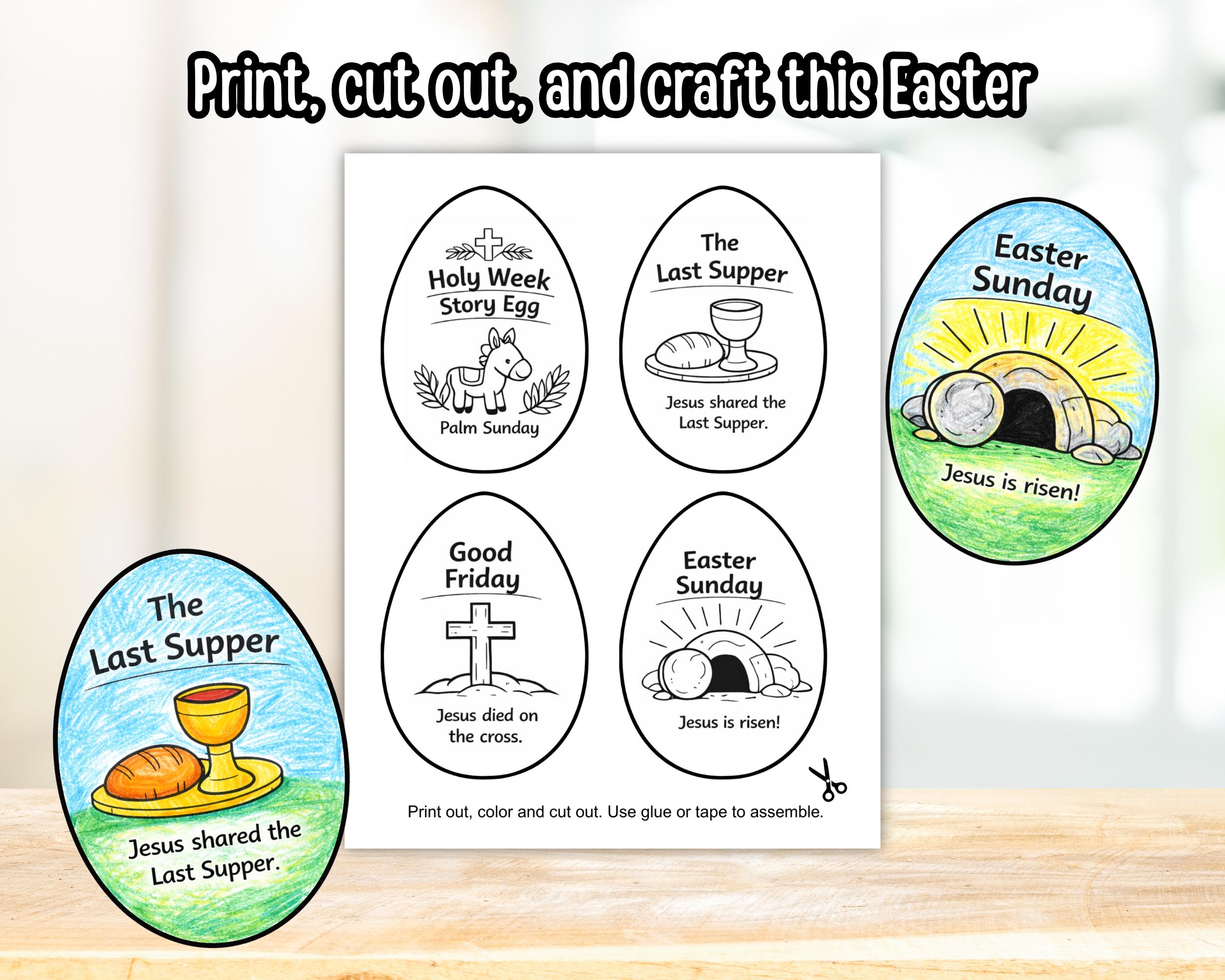 Easter Paper 3D Egg Craft Printable PDF, Palm Sunday Craft & Holy Week ...