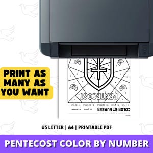Pentecost Coloring Sheet Color by Number Easy Printable for Kids ...