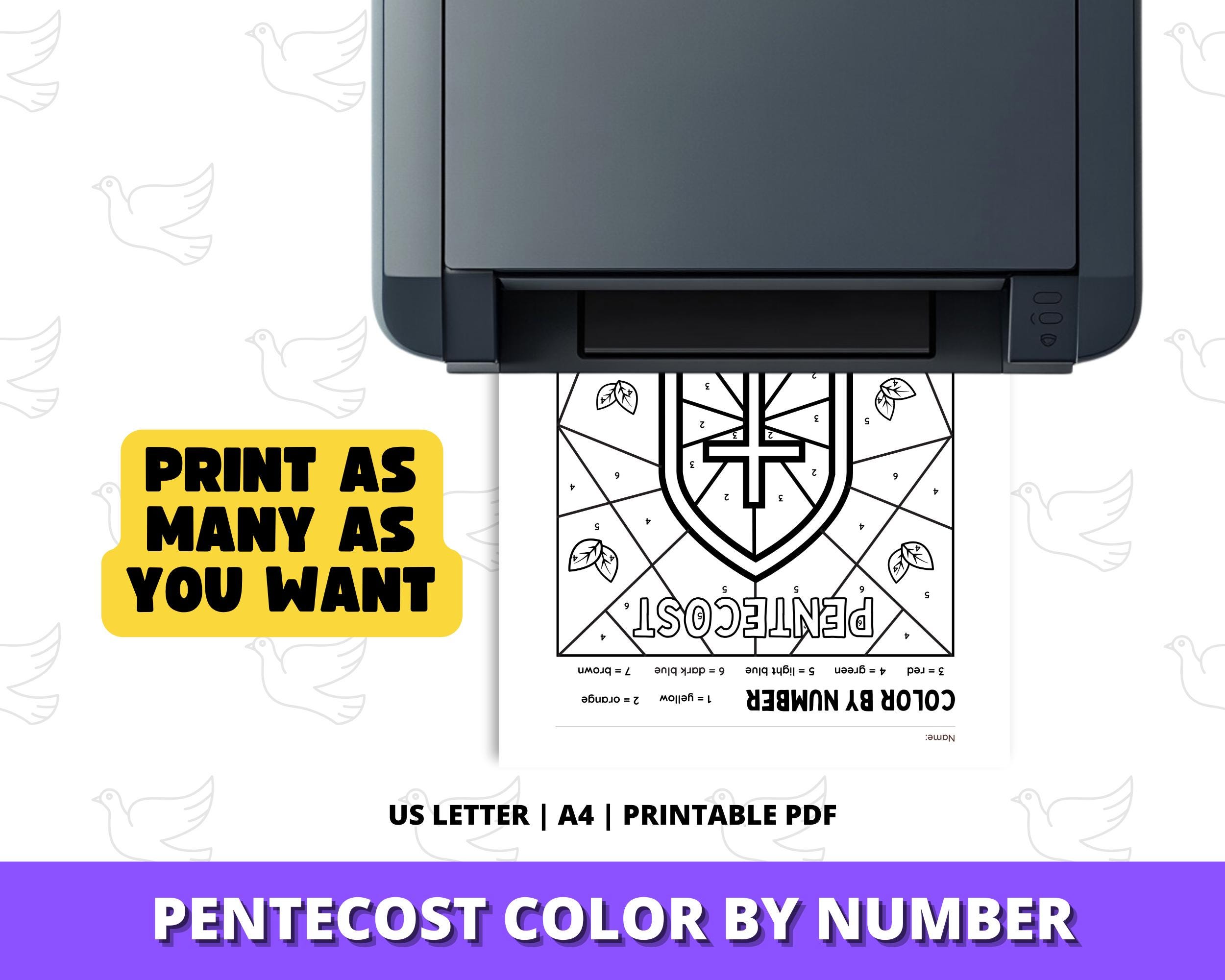 Pentecost Coloring Sheet Color by Number Easy Printable for Kids ...