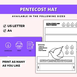 Pentecost Bible Activity for Kids Paper Hat Printable, Pentecost ...