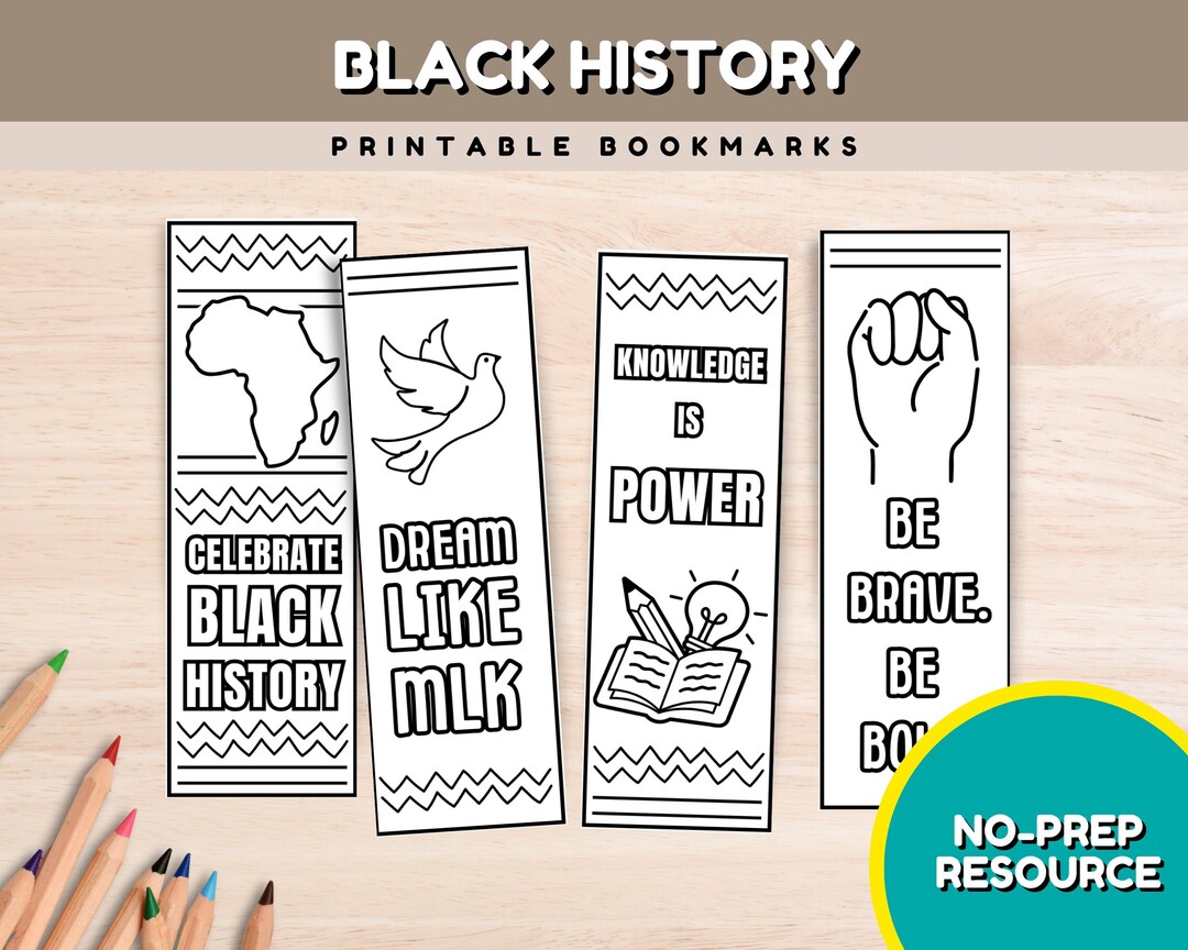 Black History Month Coloring Pages Bookmarks, Printable Black History ...