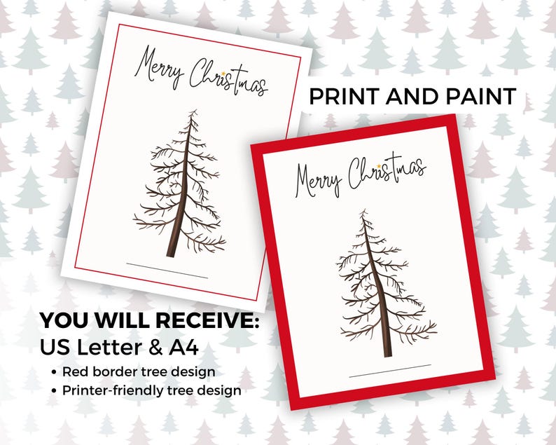 Christmas Tree Fingerprint Printable for Kids, Holiday Christmas ...