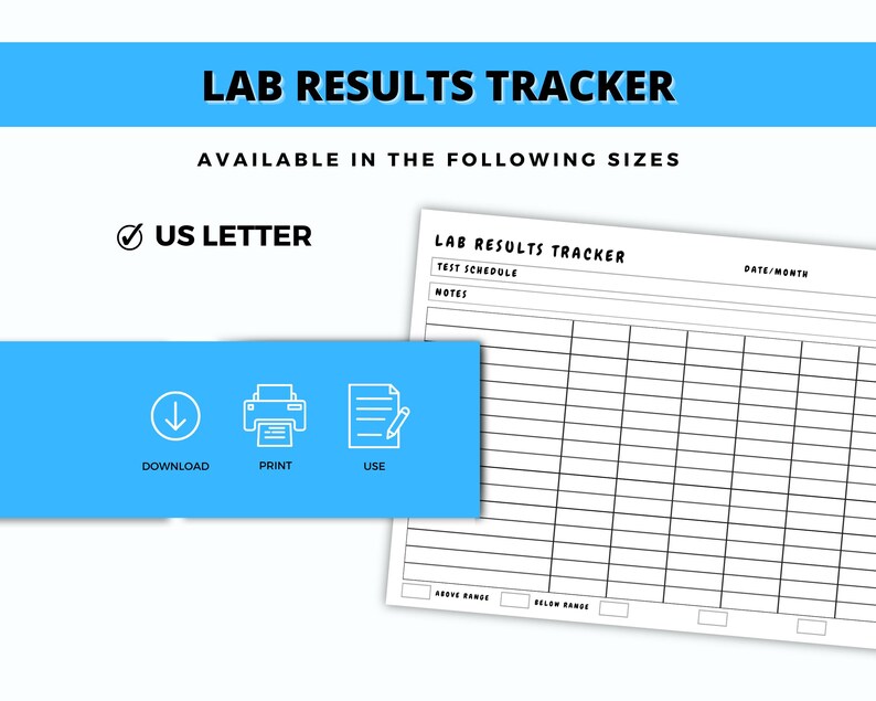 Lab Results Tracker, Lab Tracker Printable PDF, Blood Test Results ...