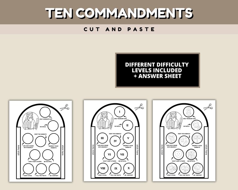 Printable Ten Commandments Craft, 10 Commandments for Kids, Color, Cut ...
