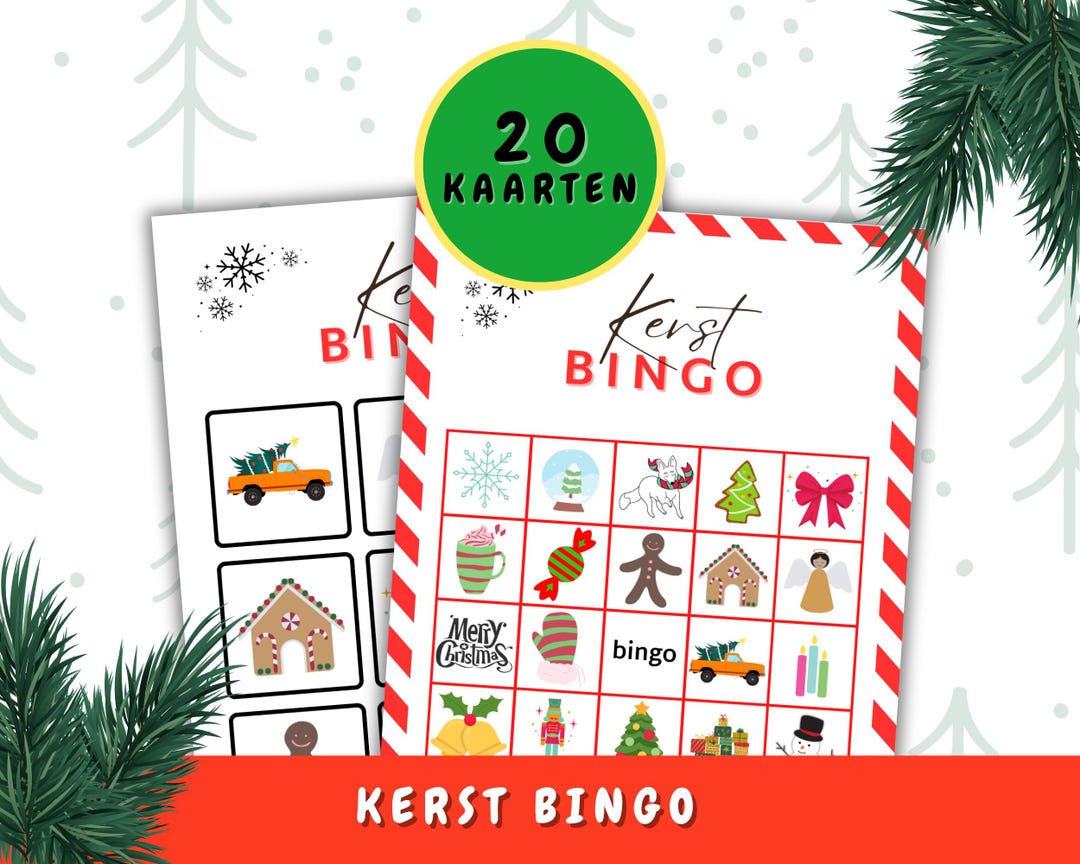 Kerst Bingo Spel; Printbaar Kerstmis Winter Spelletje Met Bingokaarten - Leuk Voor Kerstdag of ...