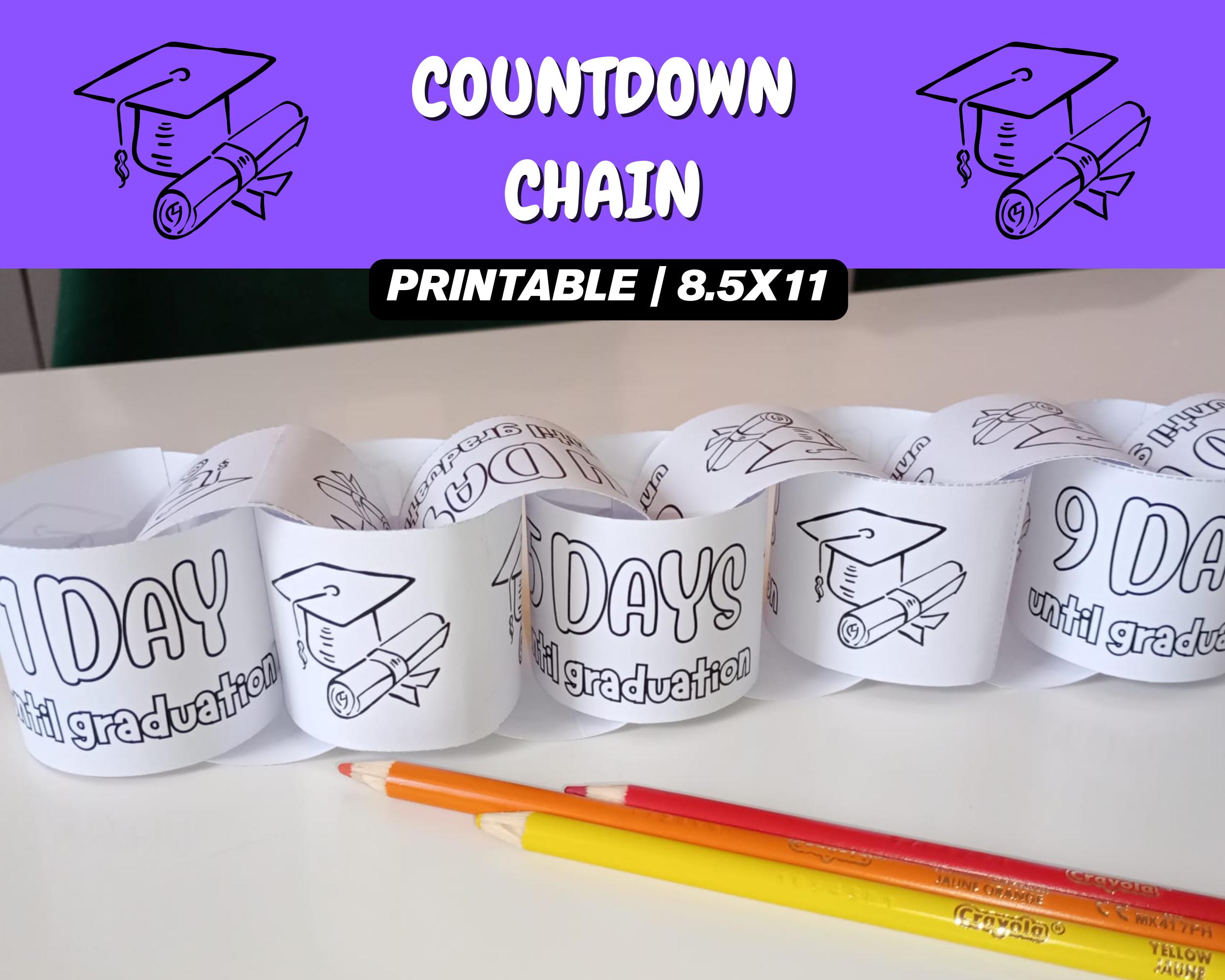 Countdown Chain to Graduation Printable, Countdown to Graduation Paper ...
