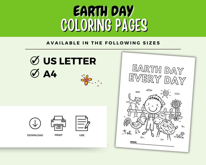10 Earth Day Printable Coloring Pages, Fun Printable Activity Sheets ...