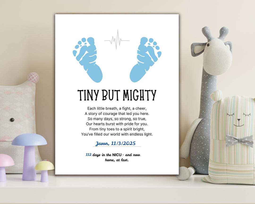 NICU Graduation Footprint Art Template, NICU Baby Keepsake Printable ...