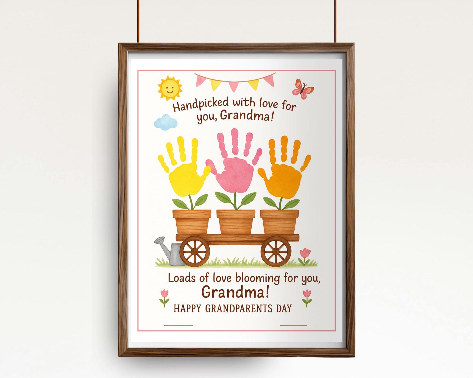Grandparents Day Handprint Craft Printable Flower Themed Keepsake for ...
