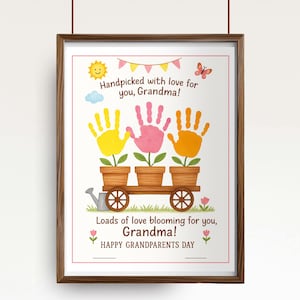 Grandparents Day Handprint Craft Printable Flower Themed Keepsake for ...