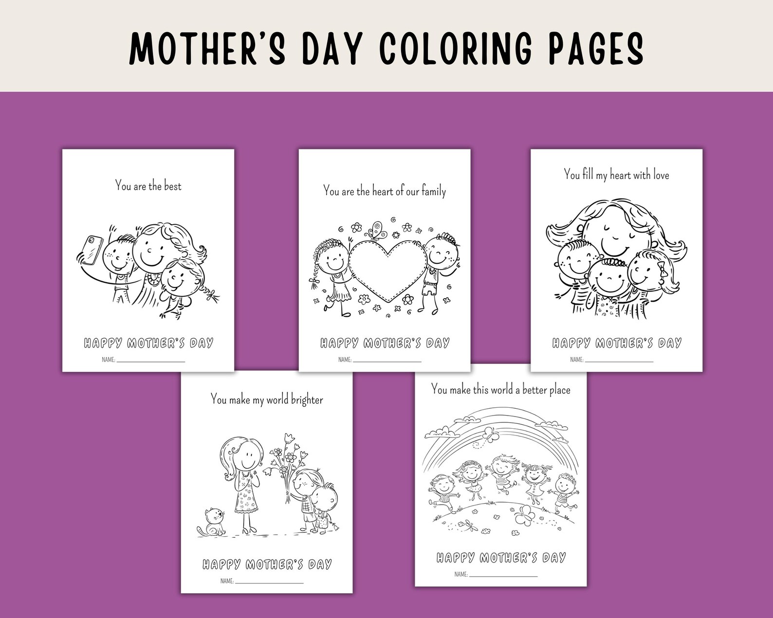 Mother's Day Printable Coloring Sheets for Kids All About My Mom ...