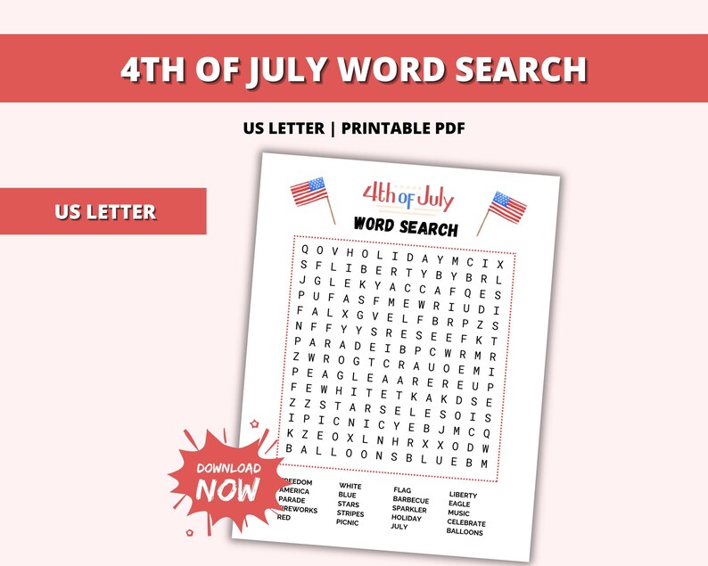 4th of July Word Search Printable | Fun Patriotic Activity for Kids ...