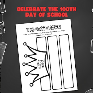 100th Day of School Paper Crown Coloring Activity Printable ...
