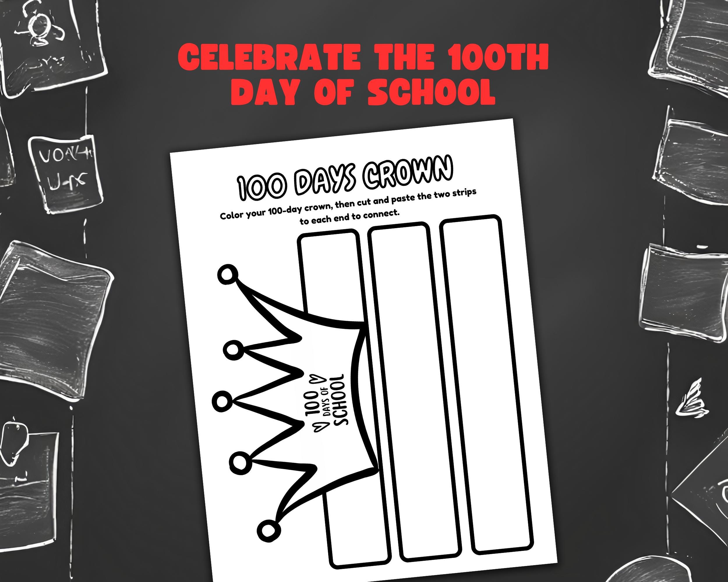 100th Day of School Paper Crown Coloring Activity Printable ...