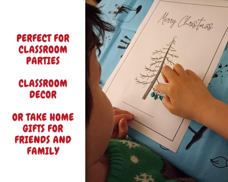 Christmas Tree Fingerprint Printable for Kids, Holiday Christmas ...