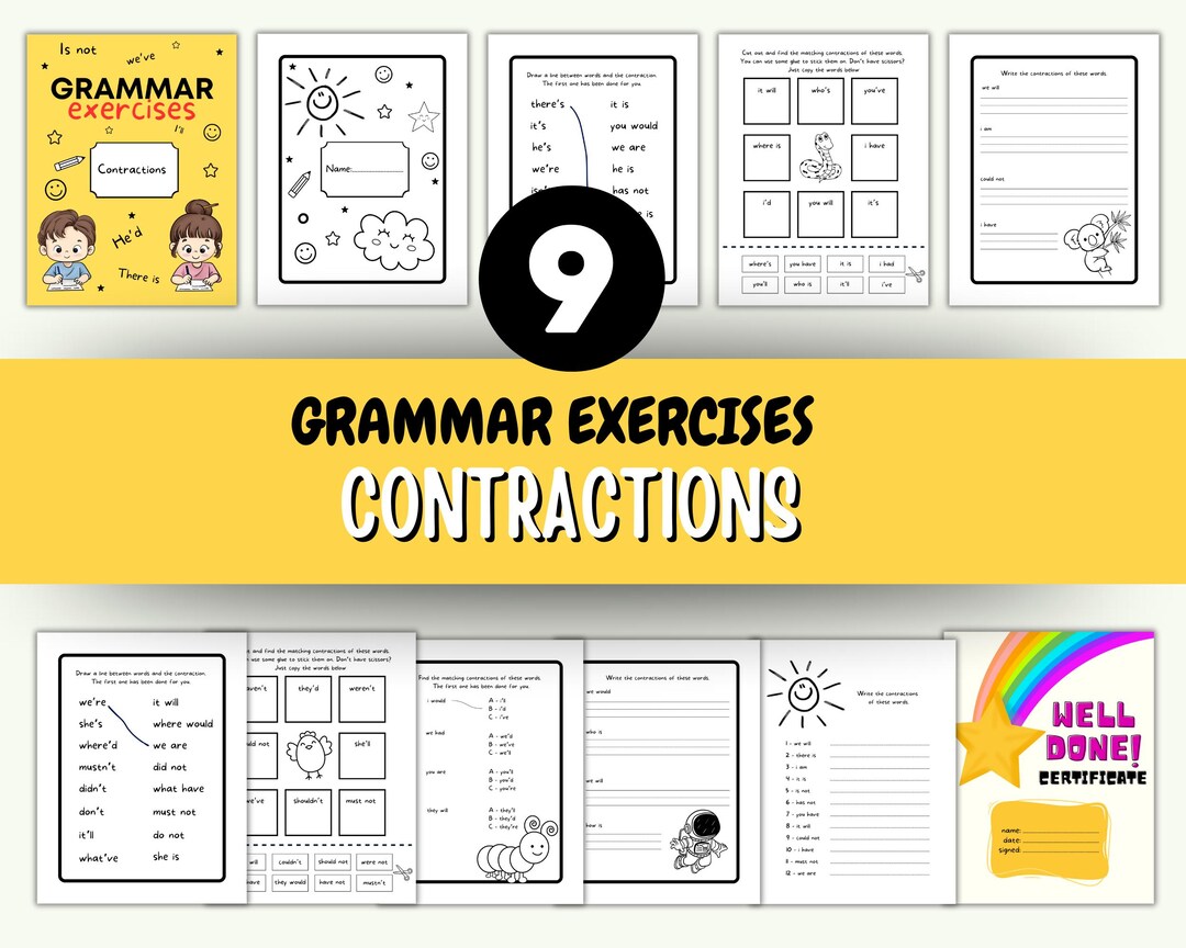 Grammar Contraction Exercises, Primary School Printable, Montessori ...