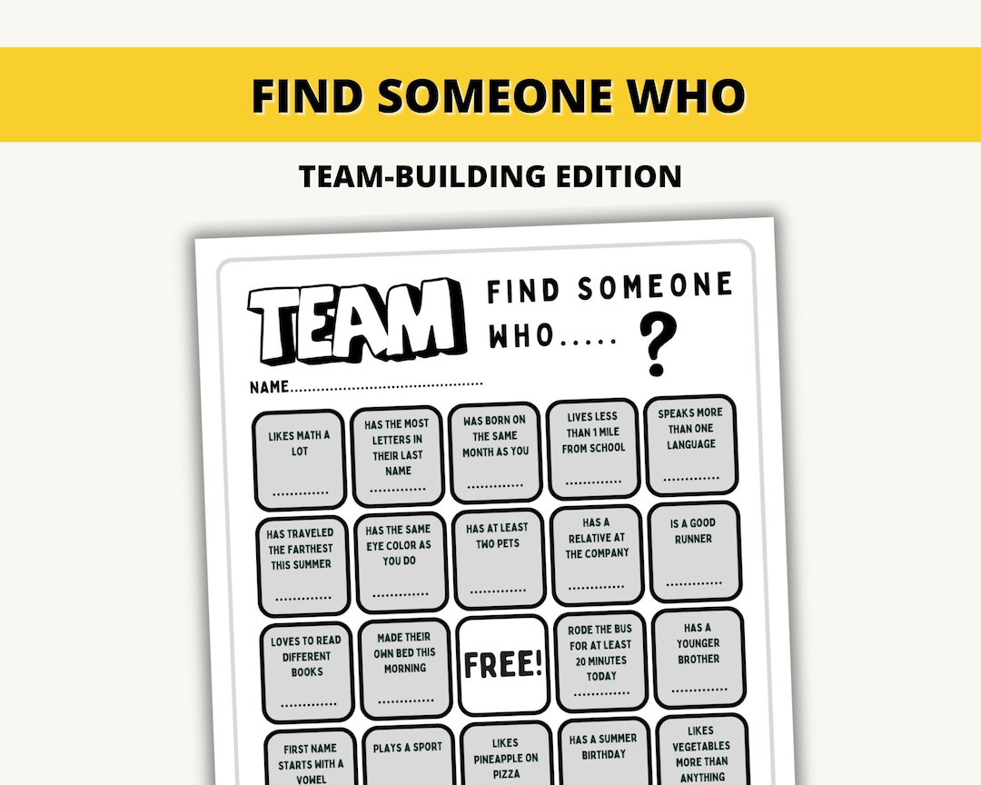 Team Building Get to Know Me Questionnaire Printable, Find Someone Who ...