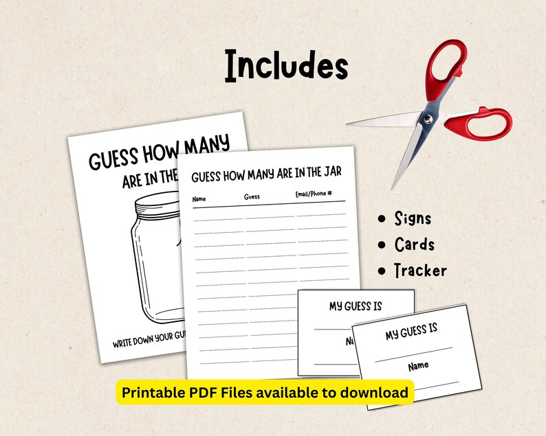 Guess How Many Slips & Sign, Printable Guessing Game Wedding Shower ...