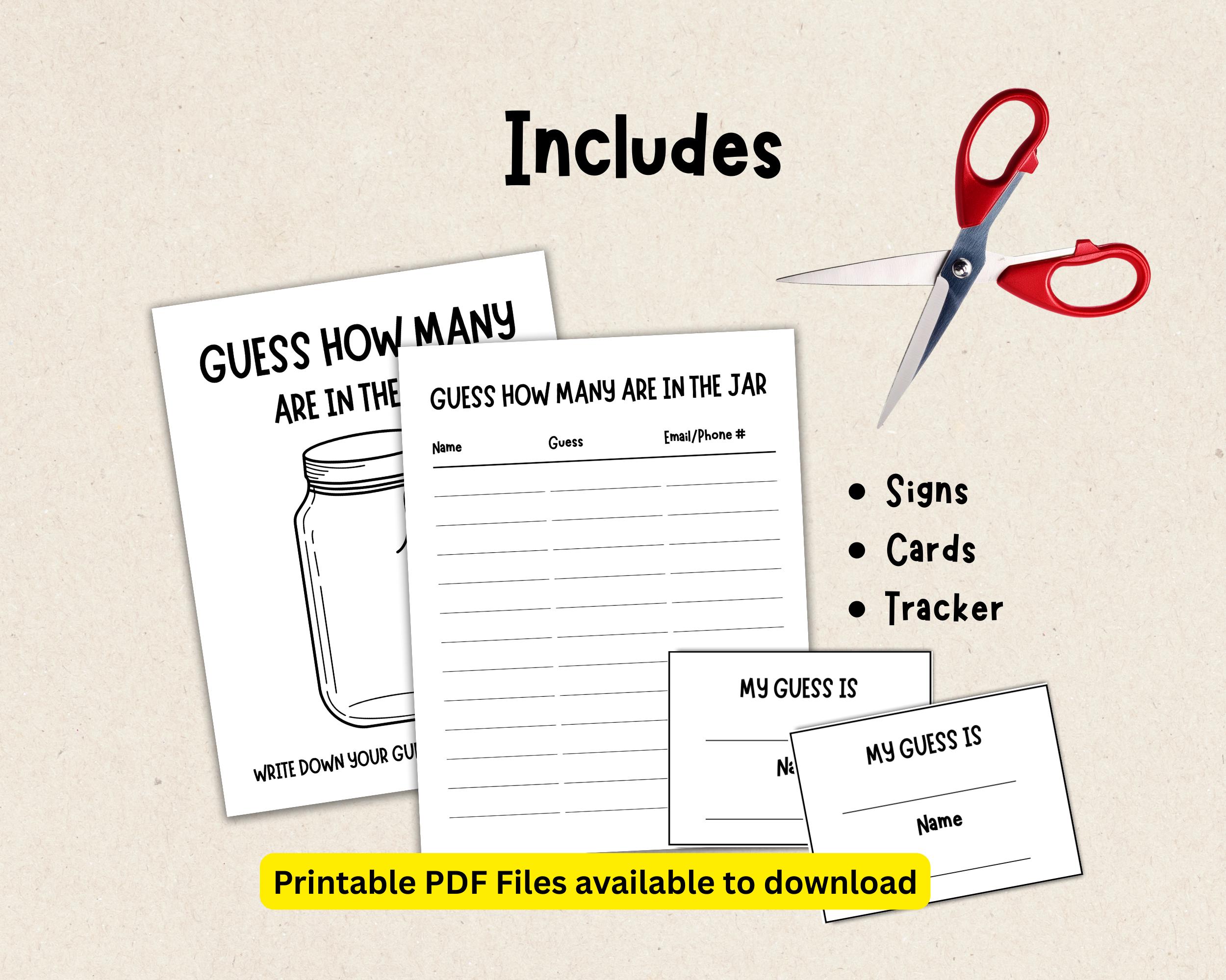 Guess How Many Slips & Sign, Printable Guessing Game Wedding Shower ...