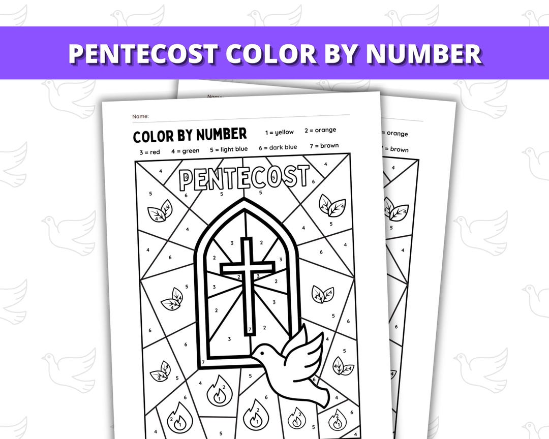 Pentecost Coloring Sheet Color by Number Easy Printable for Kids ...