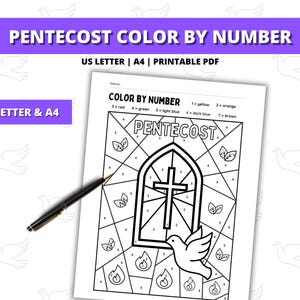 Pentecost Coloring Sheet Color by Number Easy Printable for Kids ...